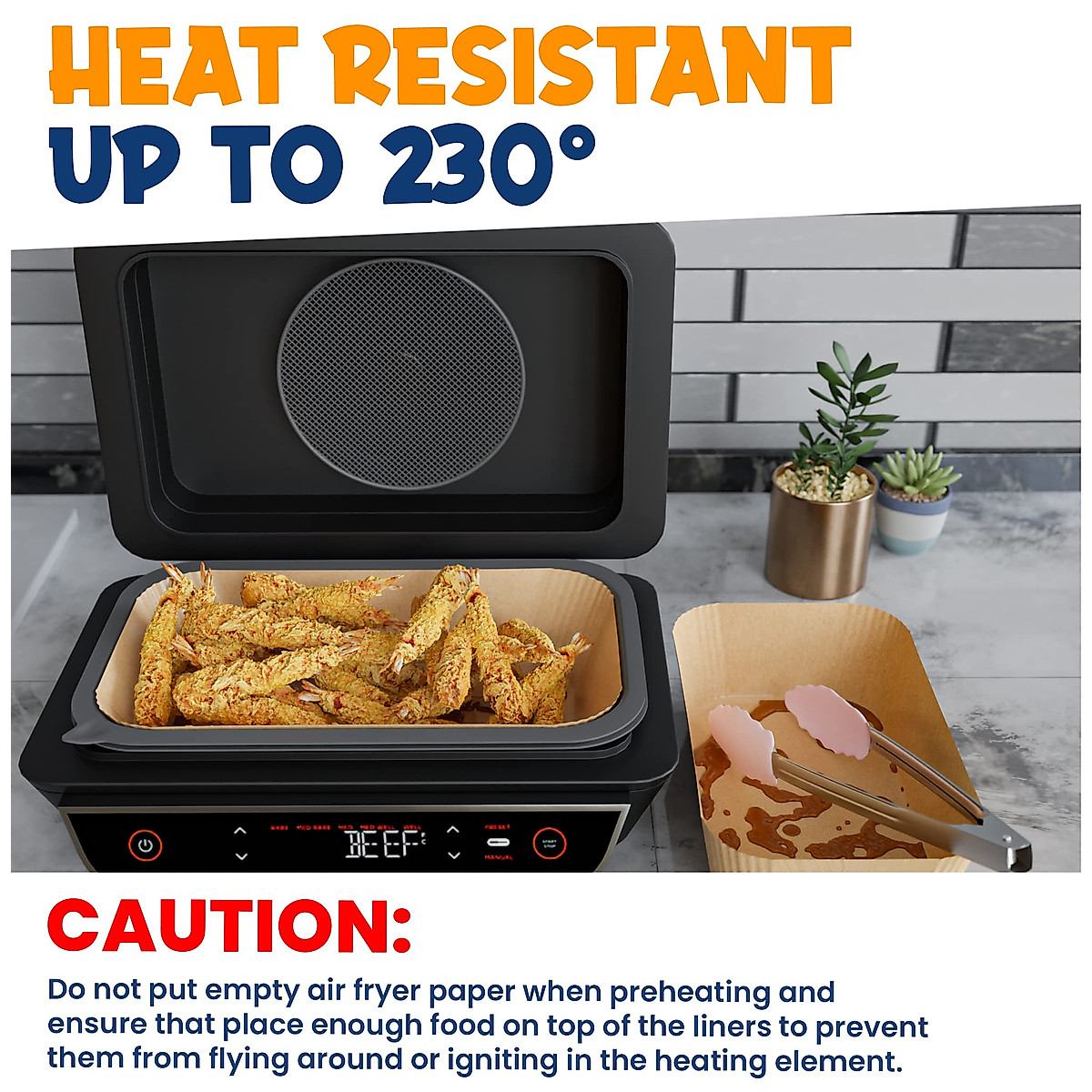 Air Fryer Paper Liners Non Stick Parchment Disposable Paper Liners Compatible with Ninja Smart XL Grill and Air Fryer, 100PCS