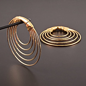 Atomhole 2 PCS Hoops Ear Weights for Stretched Ears Gauges Ear Plugs Body Piercing Tunnels 316 Stainless Steel Hypoallergenic Fashion Body Jewelry (For Lobe in 2G (6mm) or Larger, Gold)