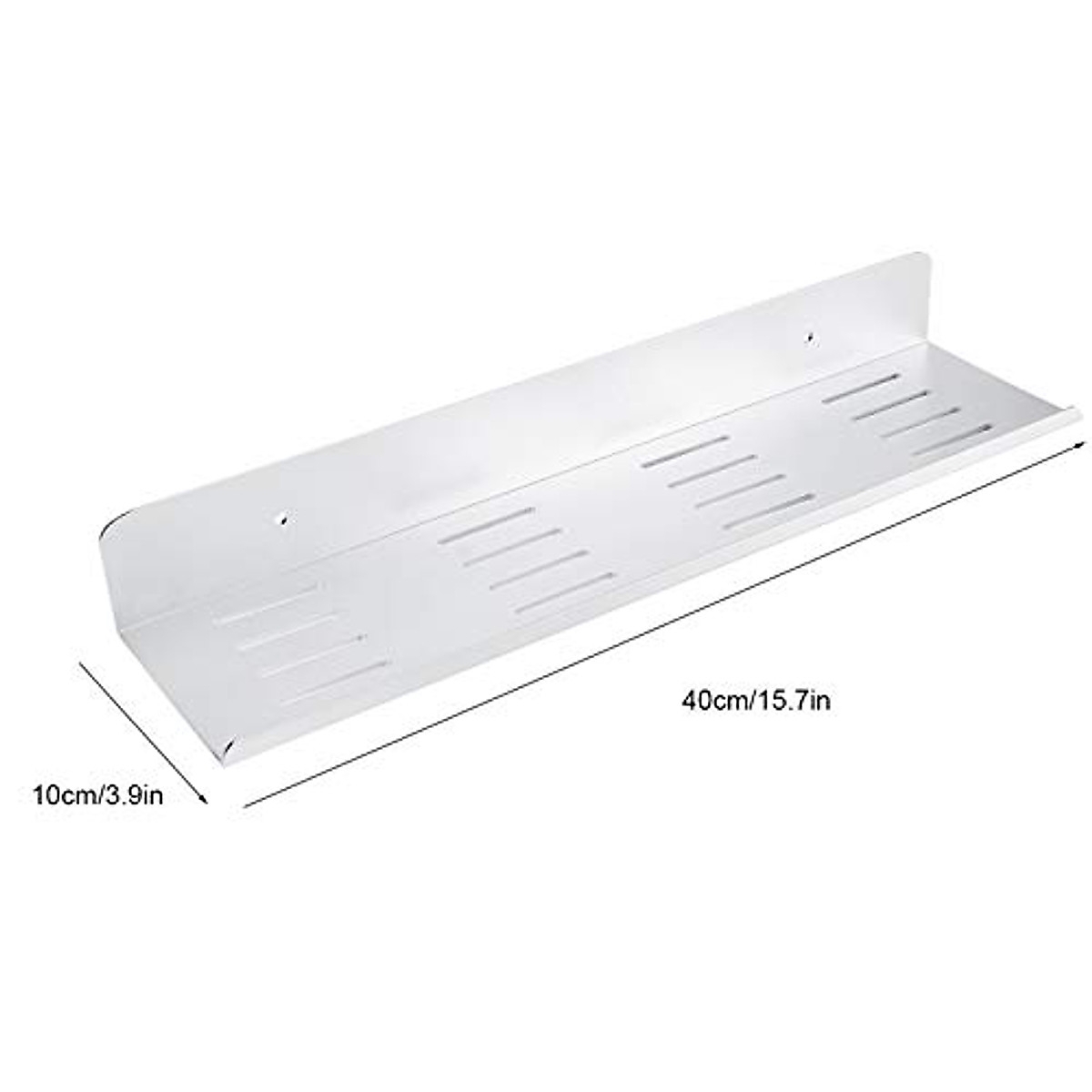 01 02 015 Storage Shelf, Drain Aluminum Floating Shelves Silver for Shower Gel for Small Items for Shavers