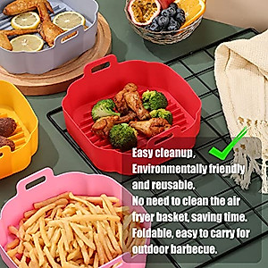 Air Fryer Liners, Air Fryer Silicone Liners Reusable, Air Fryer Accessories - Airfryer Liners Square 8.5 inch for 4 to 6 QT Air Fryer Liners Silicone, Air Fryer Liner Replace Parchment Paper