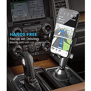 APPS2Car Phone Mount for Car Cup [Upgraded Version], Multi-Pivots Transmission Shaft Long Arm Cup Holder Phone Mount Solid Phone Holder Car Truck Compatible with All Phones iPhone Thick Case Friendly