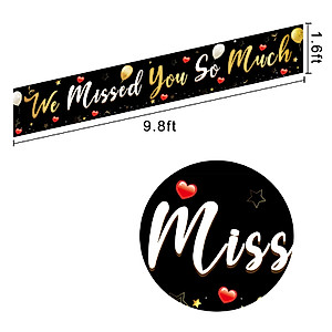 Welcome Home Decorations We Missed You So Much Banner, Black Gold Welcome Back Family Yard Sign Party Supplies, Deployment Returning Military Army Homecoming Party Decor