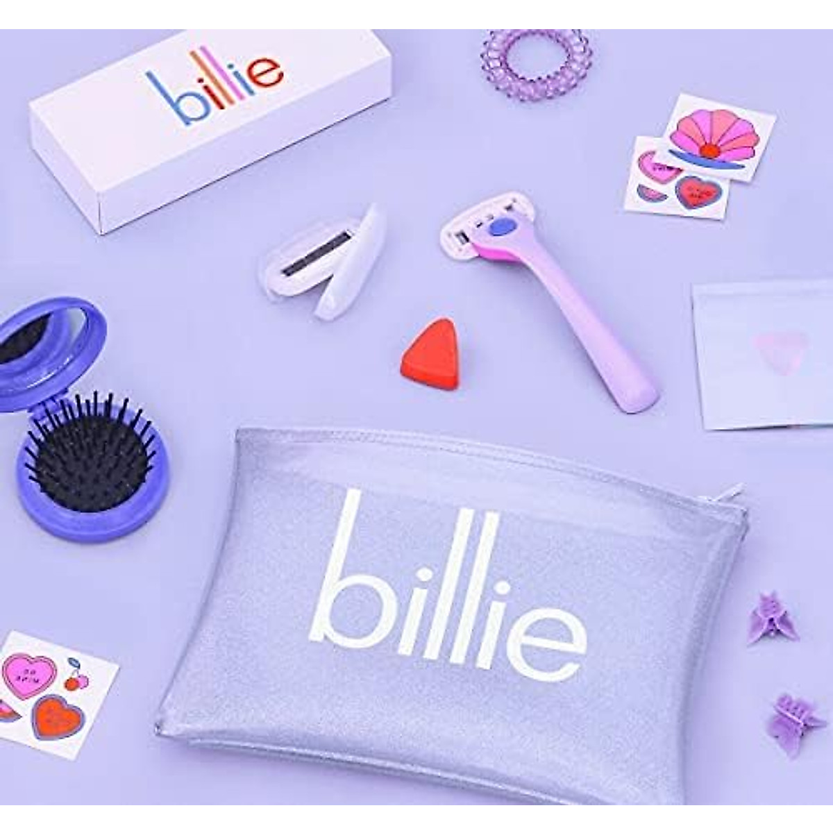 BLESS LINEN Billie Shaving Razor Start Set - with 2x 5-Blade Cartridges and the Magic Holder - DreamPop Color, 4 Piece Set