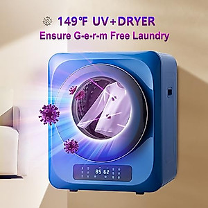 6.6Lbs Portable Clothes Dryer, 120V/850W Comtact Mini Dryer Machine with Exhaust Pipe, LED Touch Control Panel, Portable Dryers for Laundry, Apartment, Dorm, RV, Blue&Black