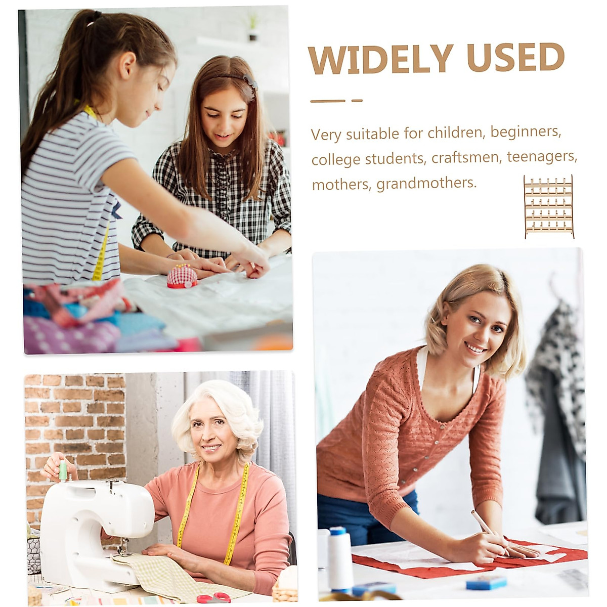 EXCEART Spool Stand Display Shelves Display Shelf Spool Holder Storage Stand for Spool Thread Holders for Spools of Thread Desktop Thread Holder Wooden Sewing Thread Line Regiment