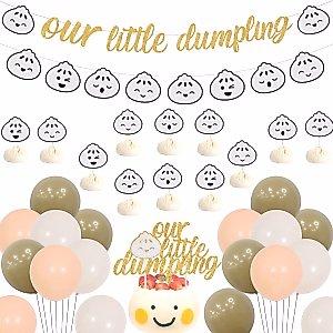 Dumplings Party Decoration for Birthday Baby Shower Dumplings Theme Banner Garland Little Dumpling Cake Cupcake Toppers for Little Dumpling Theme Birthday Supplies