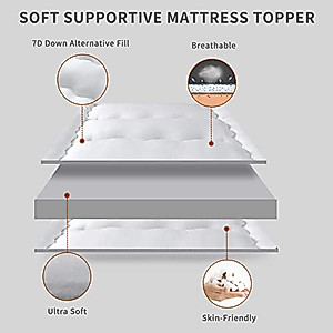 MAXYOYO Extra Thick Mattress Topper King Size, Pillow Top Bed Pad Cover with 8-21” Deep Pocket, 5 Layer Structure Ultra Soft and Medium Support