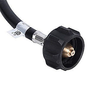 GasSaf 5FT Propane Tank Extension Hose with Gauge -Leak Detector Fit for Gas Grill, heaters & All Propane Appliances,Acme to Male QCC/POL Fittings