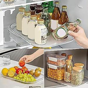 Square Lazy Susan for Refrigerator, Non-Skid Rotating Rectangular Lazy Susan Turntable Organizer for Refrigerator, Table, Pantry, Cabinet, Countertop (13.8''x10.8'')