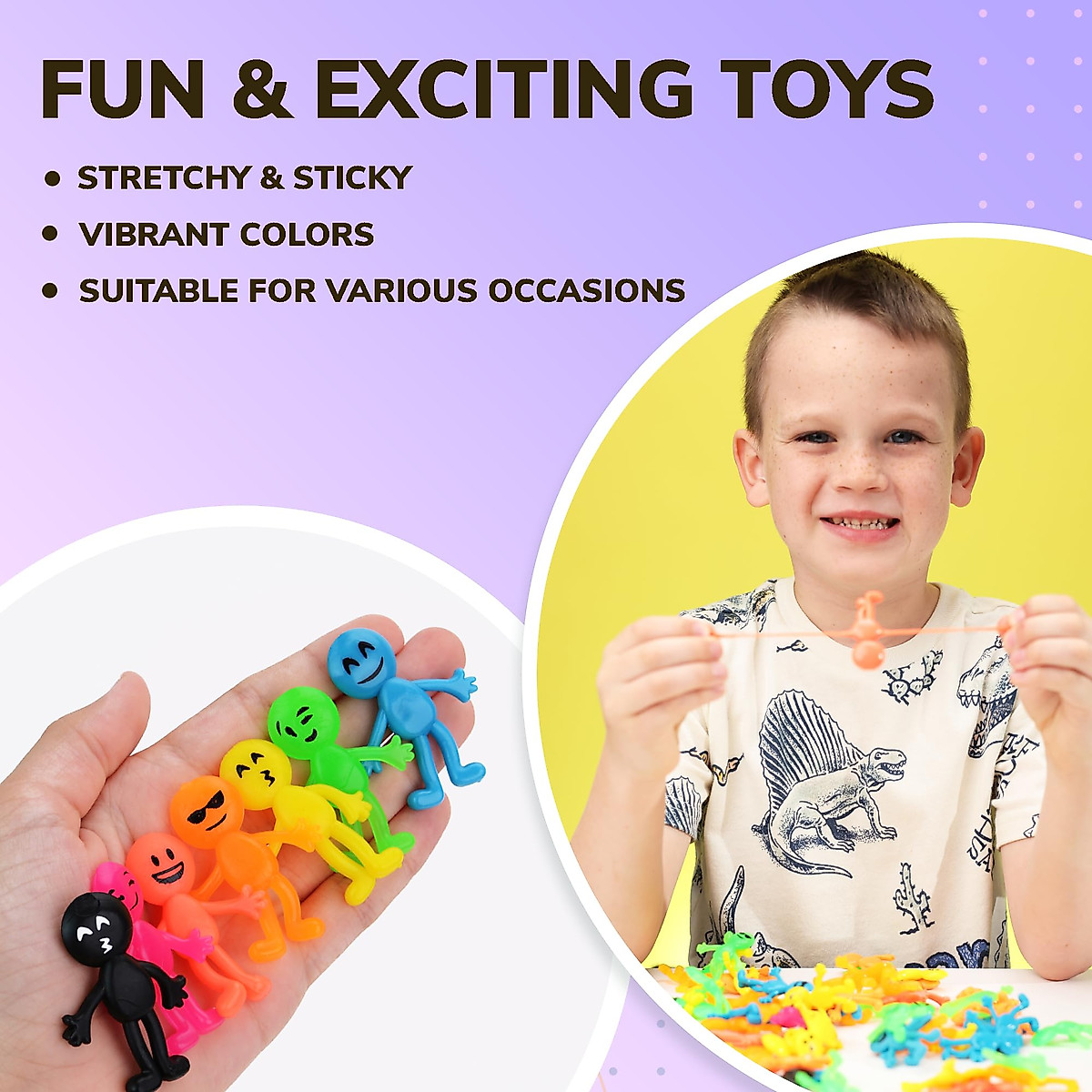 Bulk Toys - 2.5 Inch Stretchy Emoji Toys - Figurines for Kids - 100 Pcs Small Figurines for Party Favors - Fillers Goodie Bag Supplies - Pinata Stuffers - Bulk Gifts for Kids - Vending Machine Toy