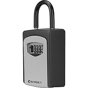 Barska Security Key Safe Lock Box with Combination Lock with Door Hanger & Wall Mount for Realtor, House Keys, Outdoor, Hidden Key Storage