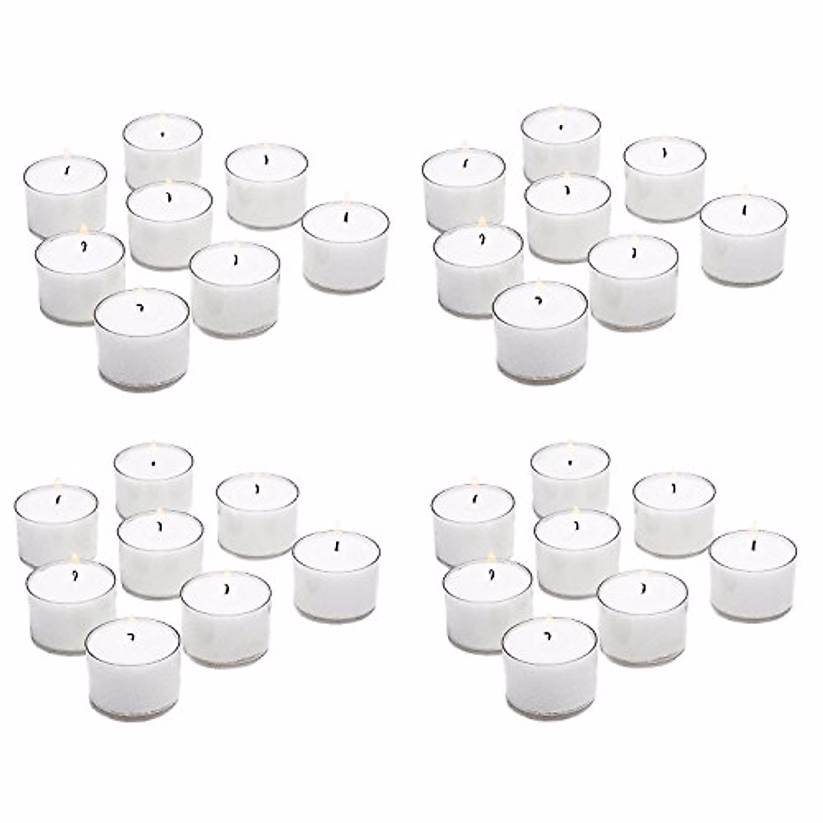 D'Light Online Clear Cupped Extended Burn 7 Hour Long Burn Unscented White Tealight Candles in Clear Plastic Cups - Set of 100