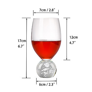 Hanjue Wine Glasses Set of 4, 16oz Red Wine Glasses, 3D Inner Carving Rose Ball Base, Lead-free Glass,Ideal for Red Wine or White Wine, Unique Design Wine Glasses