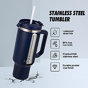 Liveaze 40 OZ/1200 ML Stainless Steel Vacuum Insulated Tumbler With 2 In 1 Lid, Straw & Brush | For Hot & Cold Drinks (Water, Coffee, Iced Tea, Smoothies & Other Drinks) Cupholder Friendly