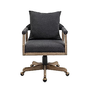 TRIPLE TREE Computer Chair Home Office Chair,Adjustable Swivel Desk Chair with Wood Leg,Fabric Study Chair Task Chair for Living Room,Home Office,Black