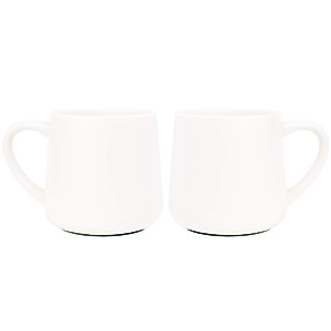 Bosmarlin Glossy Ceramic Coffee Mugs Set of 2, Tea Cup for Office and Home, 18 oz, Suitable for Dishwasher and Microwave(White, 2)