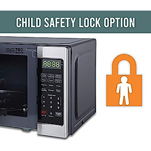 Farberware Classic Microwave Oven, 0.7 Cu. Ft., 700-Watt, with Child Lock, Brushed Stainless Steel