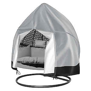 Patio Hanging Double Egg Chair Cover, 91x80 Inches Extra Large Waterproof Double Egg Chair Cover for Outdoor Furniture, Heavy Duty Swing Hanging Egg Chair Cover for Outdoor Porch Wicker Egg Chair