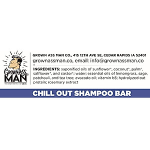 Grown Ass Man Co. - Solid Shampoo Bar Rich Lather 3 in 1: Hair, Beard & Body Wash - Plastic Free & Eco-Friendly, Natural & Organic Clean for All Hair Types, 4oz Bar (Variety, 3-Pack)
