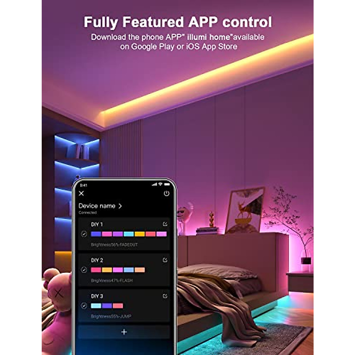Nexillumi 100 ft LED Lights for Bedroom with Remote Color Changing LED Strip Lights