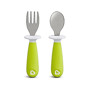 Munchkin Raise Toddler Fork & Spoon Set, Green