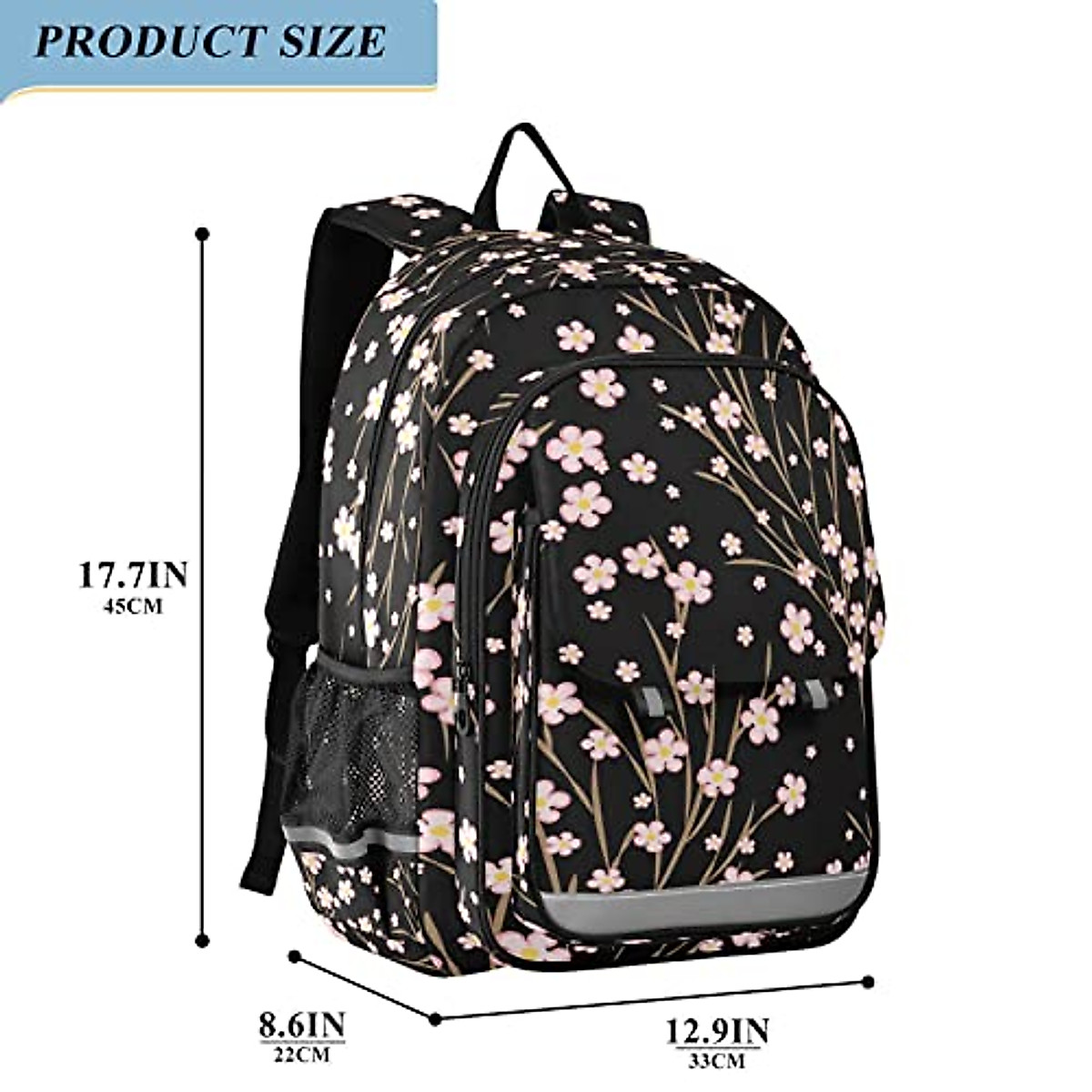 ALAZA Cherry Blossom Japanese Sakura Flower Floral Laptop Backpack Purse for Women Men Travel Bag Casual Daypack with Compartment & Multiple Pockets
