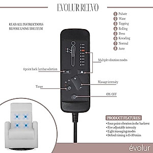 Evolur Reevo Upholstered Faux Leather Seating Glider Swivel in Misty Grey, Greenguard Gold Certified Rocker, Massager, Tool-Free Assembly, Easy to Clean