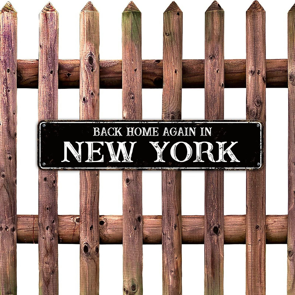 Customized Country Metal Plaque Back Home Again in New York Signs Our First Christmas in City/State Metal Signs Outdoor for Office Yard Room Home Décor 4x18in