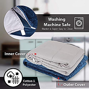 SereneLife Queen Size 20 lbs Heavy Weighted Blanket 60x80 Inches with Removable Super Soft Minky Cover and Premium Glass Beads Filling for Adults and Children, for Bed Sofa