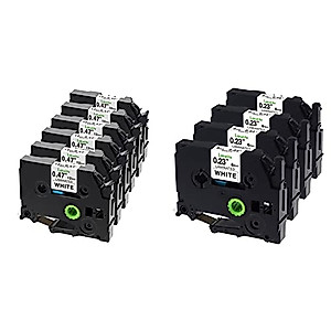 Replacement for Brother Ptouch 12mm TZe-231 Label Tape Bundle with 6mm Replacement TZe-211 Label Tape (10-Pack)
