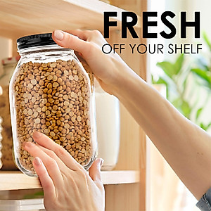 Kitchentoolz Mason Jar Lids, Regular Mouth, for Standard Mouth Mason Jars, Airtight Silicone Seal, Made in USA, Set of 4, Black