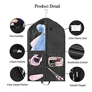 40Inch Garment Bag for Hanging Clothes, Waterproof Dance Costume Bags, Gusseted Hanging Garment Bags for Travel Storage, Kids Garment Bag, Garment Bag for Dance Competitions （Rose red-1 pack）