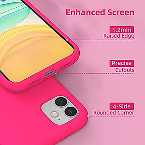 K TOMOTO Liquid Silicone Case Compatible with iPhone 11 (6.1"), Full Body Protection Gel Rubber Cover with Soft Microfiber Lining, Scratch Resistant Shockproof Protective Phone Case, Neon Pink