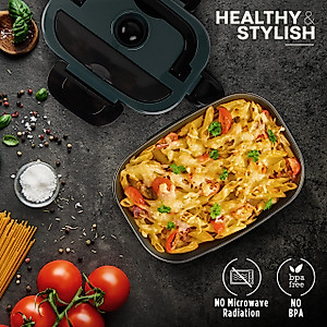 Better 4 You Electric Lunch Box – Food Heater Plug-In Lunch Box to Heat Lunch – Portable Food Warmer Car Lunch Box Warmer – Portable Electric Heating Lunch Box for Work 110V/12V – Teal & Black