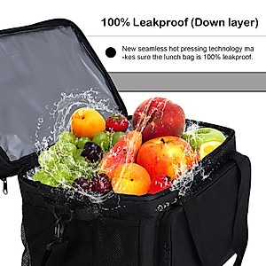 MOV COMPRA Movcompra Black Adult Insulated Lunch Box for Work + 45-Can Dual Compartment Large Lunch Cooler Bag