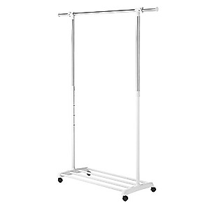 Whitmor Deluxe Adjustable Garment Rack - Rolling Clothes Organizer - White and Chrome