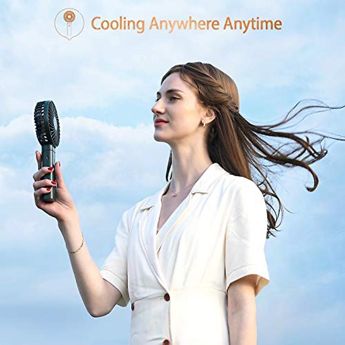 OUTXE Funme 5000mAh Handheld Fan Portable Cooling Fan USB Desk Fan Person Fan 4 Speed Settings for Outdoor Travel Green