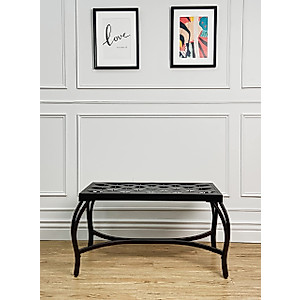 Mango Steam Free Standing Patio Garden Weave Bench, Metal Charcoal Black