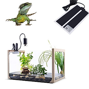 XIEHUZA Reptile Heating Mat with Temperature Adjustment, Waterproof Reptile Heat Pad Under Tank Terrarium Heater for Amphibians, Small Animals, Seeding (7W 11 x 5.9 in)