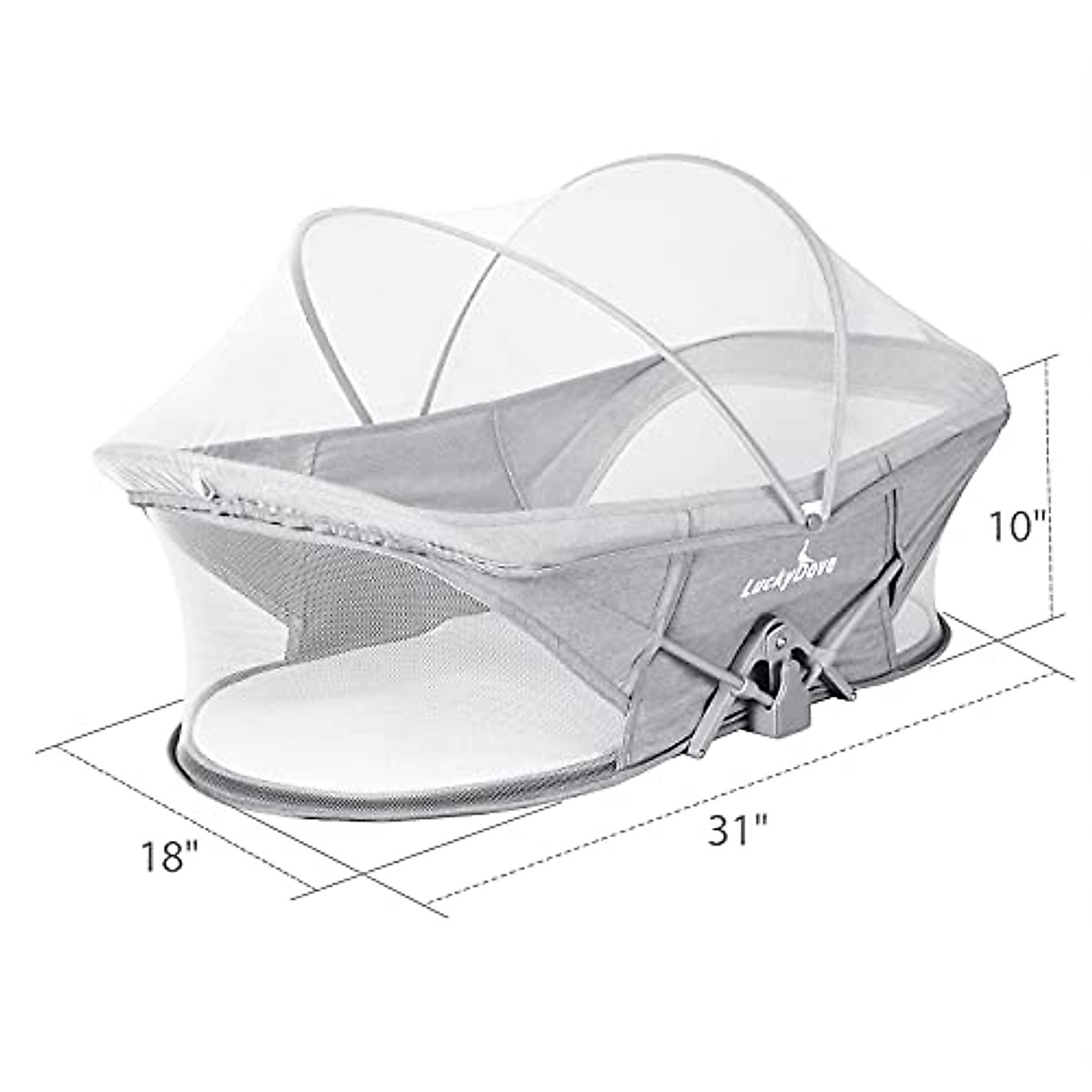 Coopzero Travel Bassinet-Folding Portable Bassinet,in Bed Bassinet for Baby,Portable Bassinet with Mosquito Net,Easy to Fold and Lightweight,Washable,Grey