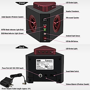 Plug-in Rodent Ultra Sonic Repellent 4-in-1 Rat Repelling Device Get Rid of Mice with Ultrasound Flashlight Predator Sounds Indoor Pest Prevention