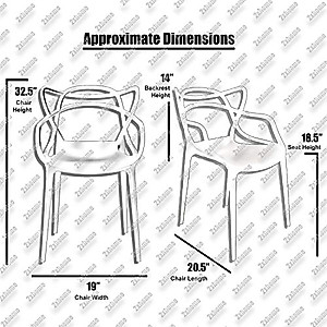 2xhome Set of 2 Black Stackable Contemporary Modern Designer Wire Plastic Chairs with Arms Open Back Armchairs for Kitchen Dining Chair Outdoor Patio Bedroom Accent Balcony Office Work Garden Home