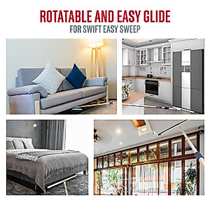 Candor Rotatable Push Broom | 63 Inch Long Lightweight Flexible Cleaning Brush Swiftly Glides Under Beds, Tables, Sofas, Ovens | Also Includes A Handy Brush to Clean The Broom | 18 Inch Head