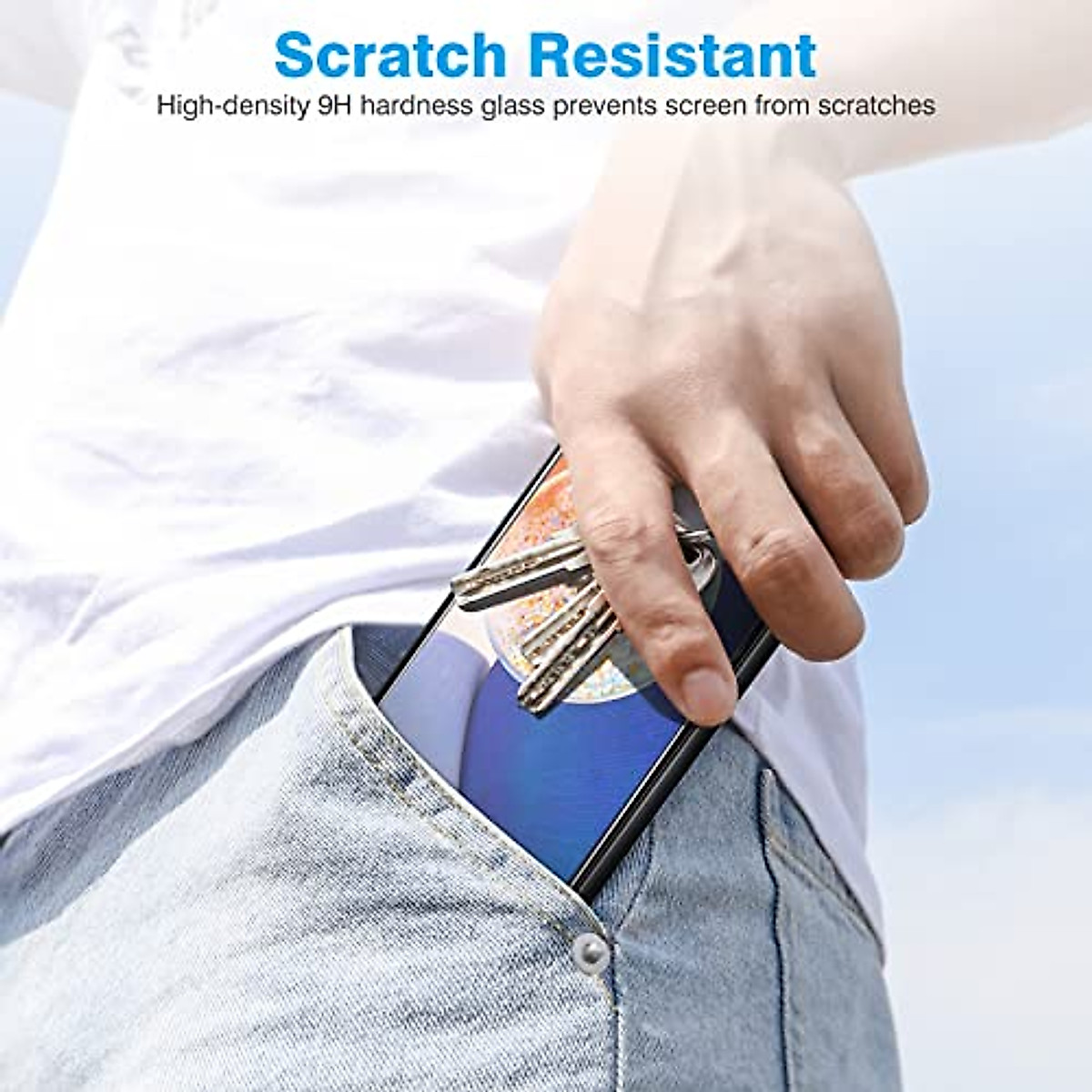 [3+2 Pack] OMOTON Screen Protector for Samsung Galaxy A14 5G, 3 Pack protector & 2 Pack Camera Lens Tempered Glass Compatible with Samsung A14 (6.6 Inch, 2023 Released), Guide Frame/Bubble Free