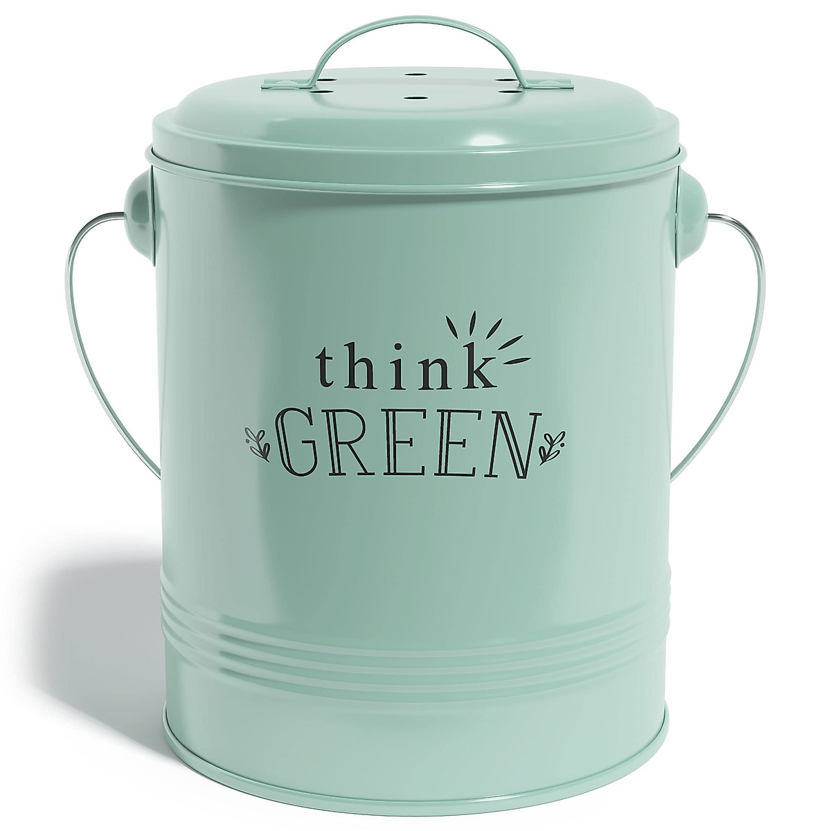 Barnyard Designs Kitchen Compost Bin Kitchen Counter Indoor Compost Bin, Countertop Compost Bin with Lid, Composting Bin Food Waste Composter Bin Cycler Bucket with Filter, 1.2 Gallon 7”x9.5”, Mint