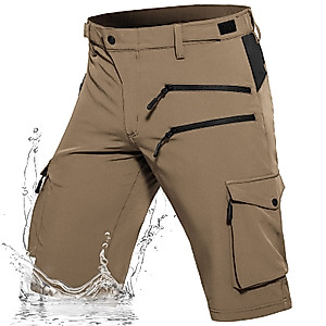 Hiauspor Men's Hiking Cargo Shorts Quick Dry Lightweight Casual Fishing Tactical Golf for Outdoor with 5 Pockets(Khaki, Medium)