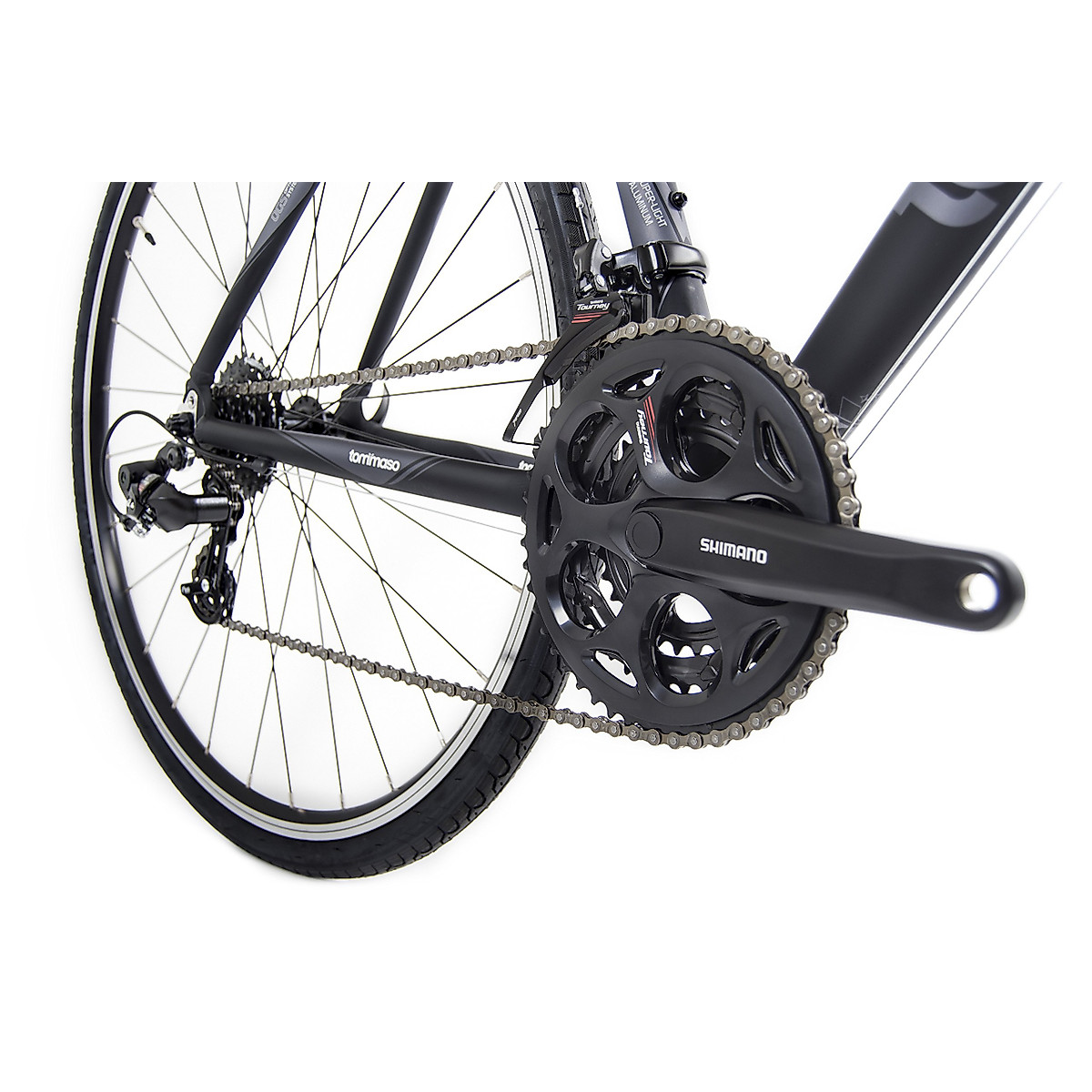 Tommaso Sorrento Shimano Tourney Hybrid Fitness Bike, Matte Black/Grey - Medium