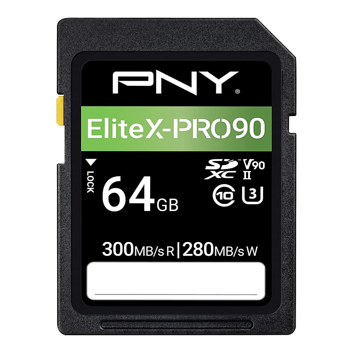 PNY 64GB EliteX-PRO90 UHS-II SDXC Memory Card – R300MB/s W280MB/s, U3, V90, 8K UHD, Full HD, UHS-II for Professional Photographers & Content Creators, DSLR, Mirrorless Cameras, Advanced Video Cameras