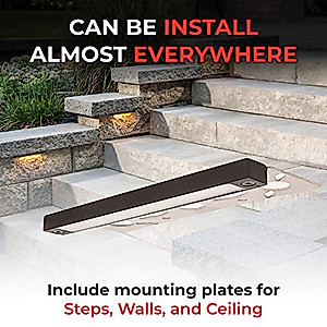 LUMENGY 7-inch 3w Super Slim LED Hardscape Light, Aluminum Black, 3 Mounting Plates for Walls, Decks, Planters, Paver Step & Ceiling, No Visiable Screws, Easy Installation Design, 50K Hours (6-Pack)