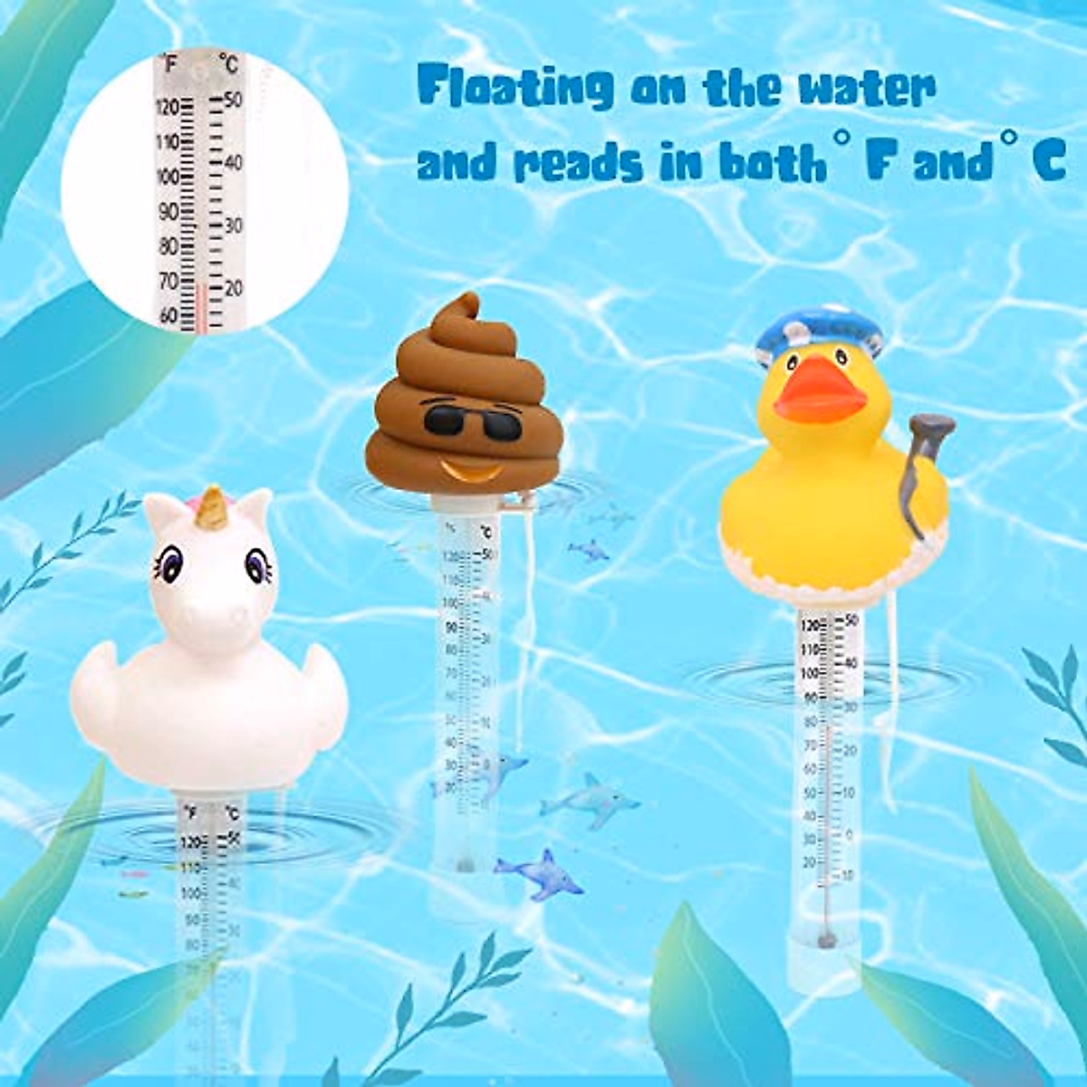 XY-WQ Floating Pool Thermometer, Large Size Easy Read for Water Temperature with String for Outdoor and Indoor Swimming Pools and Spas (Duck)